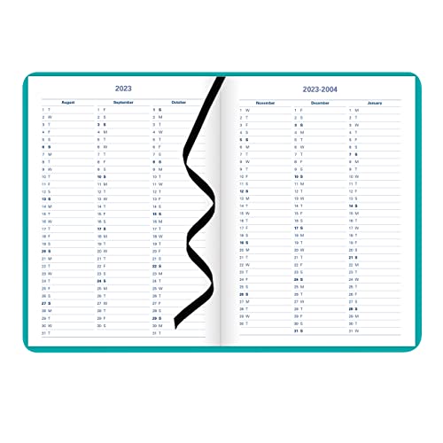 Letts of London Dazzle Academic Weekly Planner, August 2023 to July 2024, Week-to-View, Sewn Binding, Multilingual, A5 Size, 8.25" x 5.875", Turquoise (C030613-24)