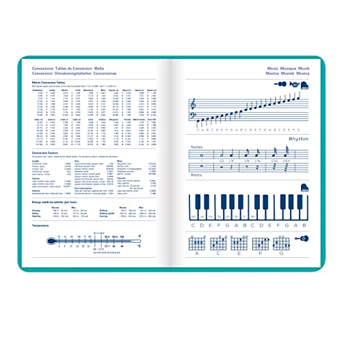 Letts of London Dazzle Academic Weekly Planner, August 2023 to July 2024, Week-to-View, Sewn Binding, Multilingual, A5 Size, 8.25" x 5.875", Turquoise (C030613-24)