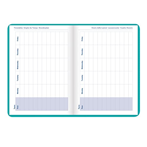 Letts of London Dazzle Academic Weekly Planner, August 2023 to July 2024, Week-to-View, Sewn Binding, Multilingual, A5 Size, 8.25" x 5.875", Turquoise (C030613-24)