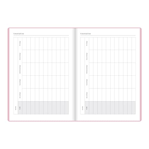 Letts of London Inspire Academic Weekly/Monthly Planner, August 2023 to July 2024, Week-to-View, Sewn Binding, Multilingual, A5 Size, 8.25" x 5.875", Pink (C031388-24)