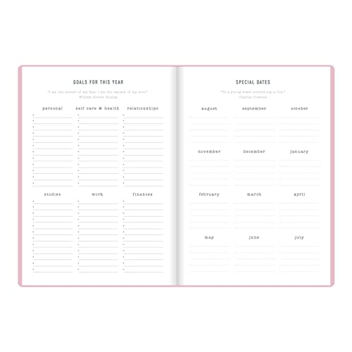 Letts of London Inspire Academic Weekly/Monthly Planner, August 2023 to July 2024, Week-to-View, Sewn Binding, Multilingual, A5 Size, 8.25" x 5.875", Pink (C031388-24)