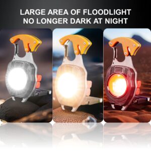 WEVYHFS Pocket Flashlight Keychain, COB & LED Work Light, Rechargeable & Bright Mini Magnet Bottle Opener Bolt Driver Survival Sentry, 3 Color Beams & Magnetic(1 Pack)