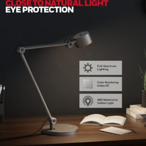 Honeywell Desk Lamp Home Office - Natural Light Adjustable Dimmable Touch LED Full Metal Efficient Table Lighting for Bedroom Read Study Work HWT-01A