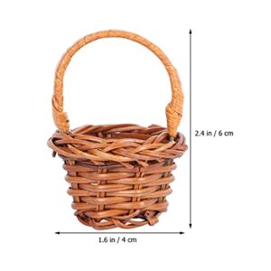 DOITOOL Rattan Mini Baskets with Handles, 30PCS Round Coffee Baskets for Party Favors Crafts Decor, 6 x 4 x 3cm