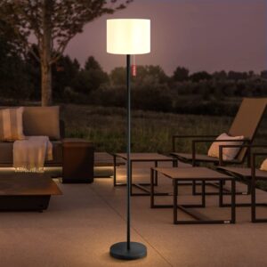 uuffoo solar floor lamp outdoor&indoor, 2 in 1 solar and usb charging, dimmable rgb color with light sensor, ip44 cordless floor lamp for living room camping terrace garden yard (b)