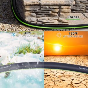 150 ft Hybrid Garden Hose–No Kink,Heavy Duty,Lightweigh Flexible,Leakproof Water Hose–5/8 in ID,3/4"Solid Brass Connectors-Rubber Car Hoses Pipe for outdoor Watering& Washing,600 Burst PSI