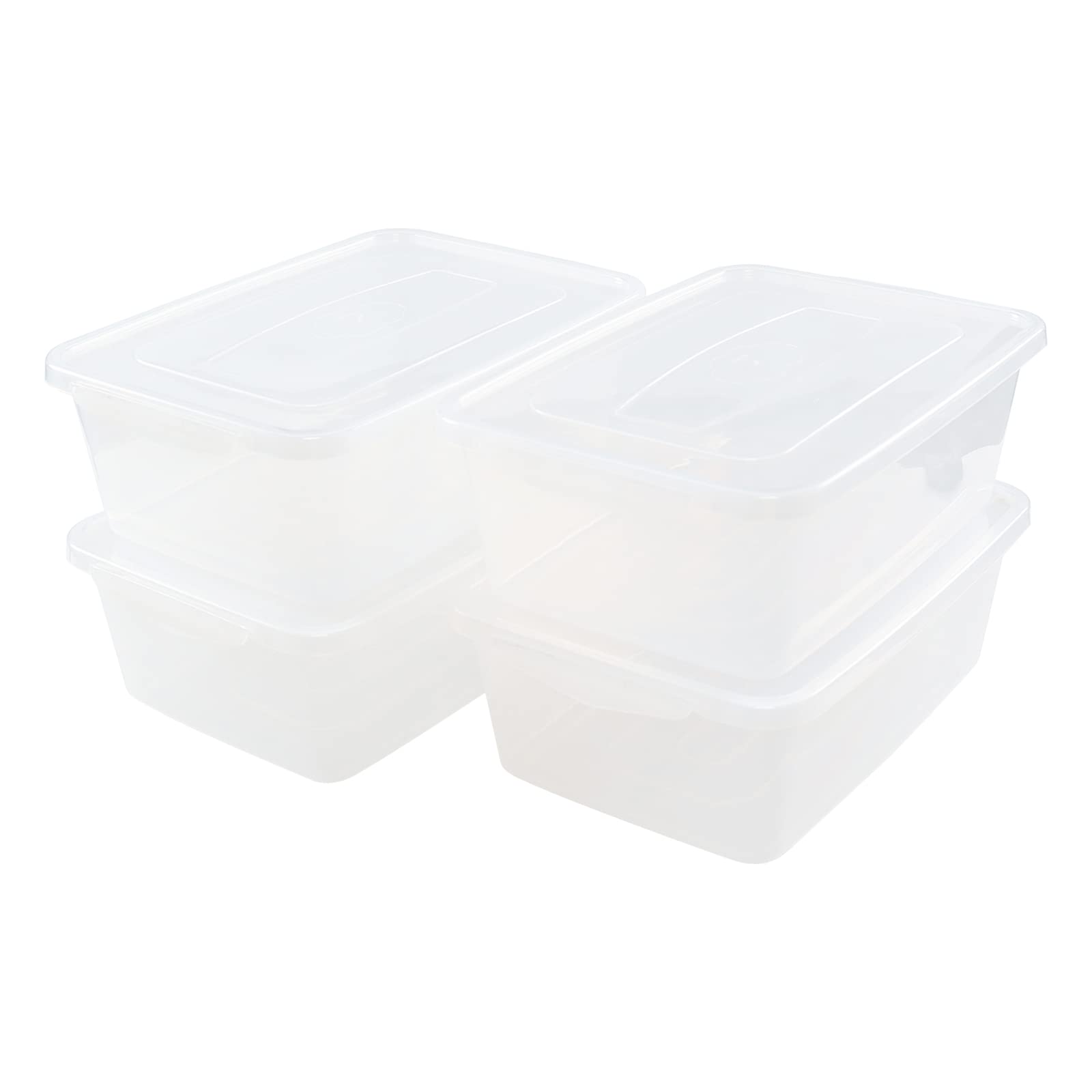 Zopnny 4 Pack 6.5 Qt. Stackable Storage Bins, Plastic Container Organizer with Latching Lid, Clear