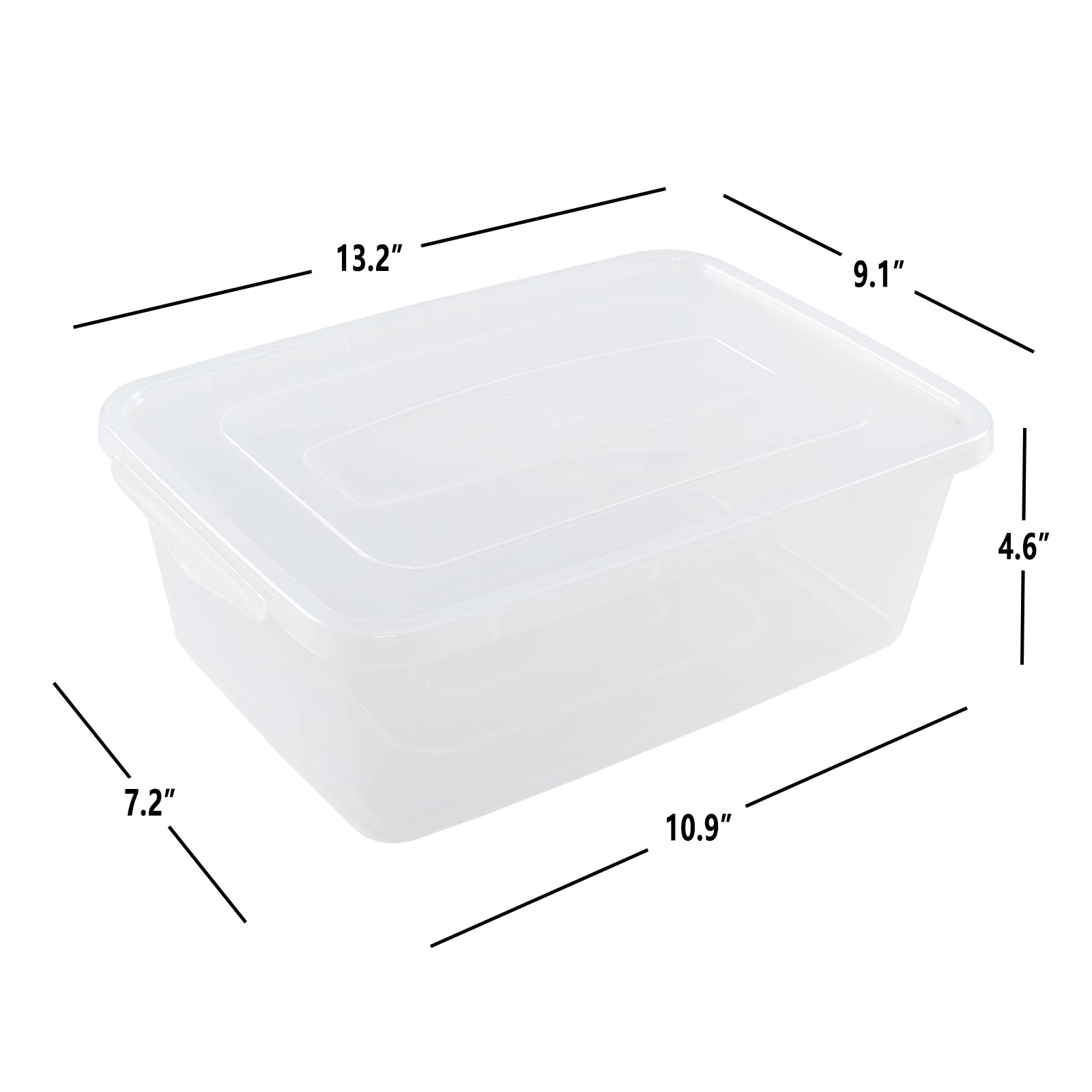 Zopnny 4 Pack 6.5 Qt. Stackable Storage Bins, Plastic Container Organizer with Latching Lid, Clear