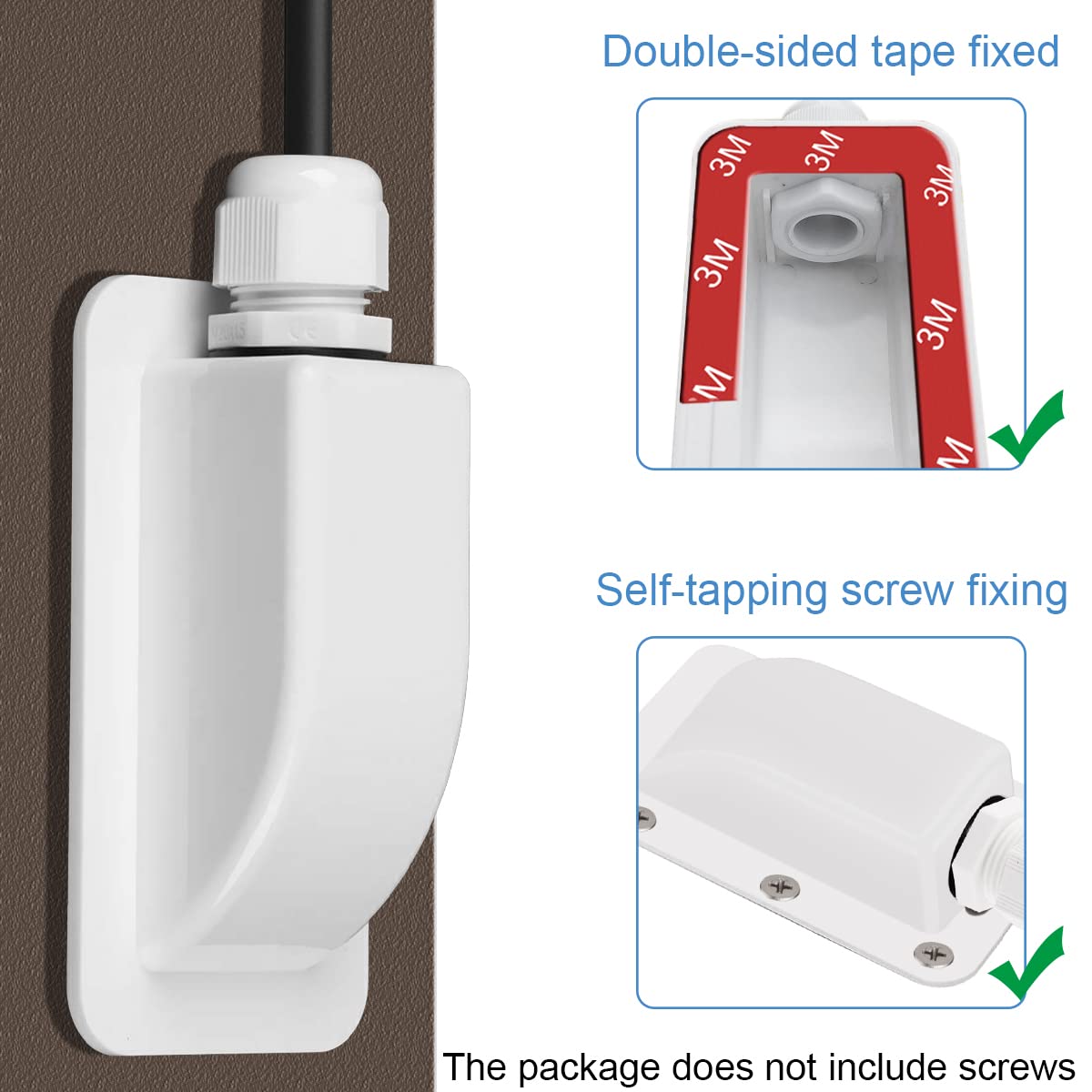 DKARDU Cable Entry Gland Solar Single Port Waterproof Housing Cable Duct ABS IP68 3-12mm for RV Boats, 2 PCS Solar Panel Wiring Mounting Brackets for Motorhomes Campervans Caravans, White