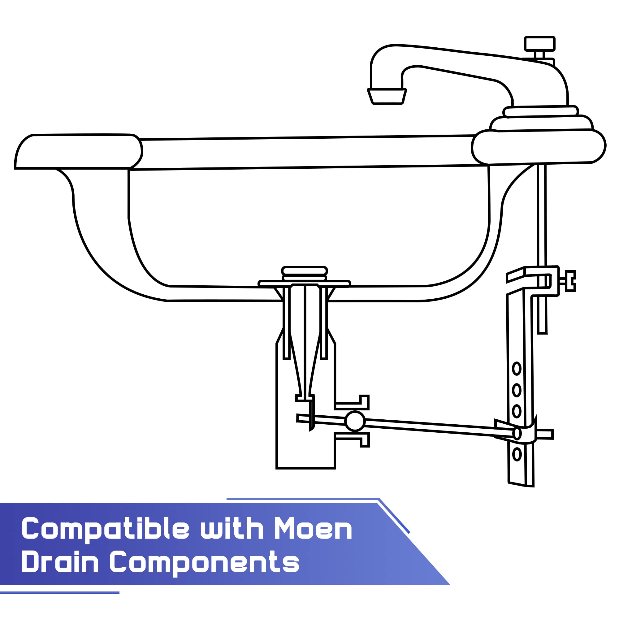 Enhon Pop up Stoppers Compatible with Moen Drain Components, Chrome Bathroom Sink Drain Plunger, 4-7/8 Tall, 1-1/4 Cap Dia, with 1 Mounting Hole and Gasket Seal, Replacement for 88994 (3 Pack)