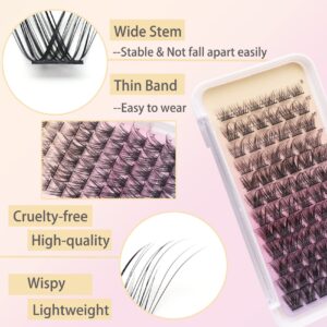 Losha Individual Lashes 72 Pcs Cluster Lashes Extension 8-16mm Mixed D Curl Lash Clusters Soft Thin Band DIY Eyelash Extensions Wispy False Eyelashes for Personal Makeup| B10-8-16mm