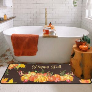 Fall Kitchen Rugs, Fall Decorations for Home Pumpkin Mats Set of 2- Non-Slip Autumn Maple Leaf Floor Mat- Fall Decor Holiday Runner for Home Seasonal Harvest Thanksgiving Decor