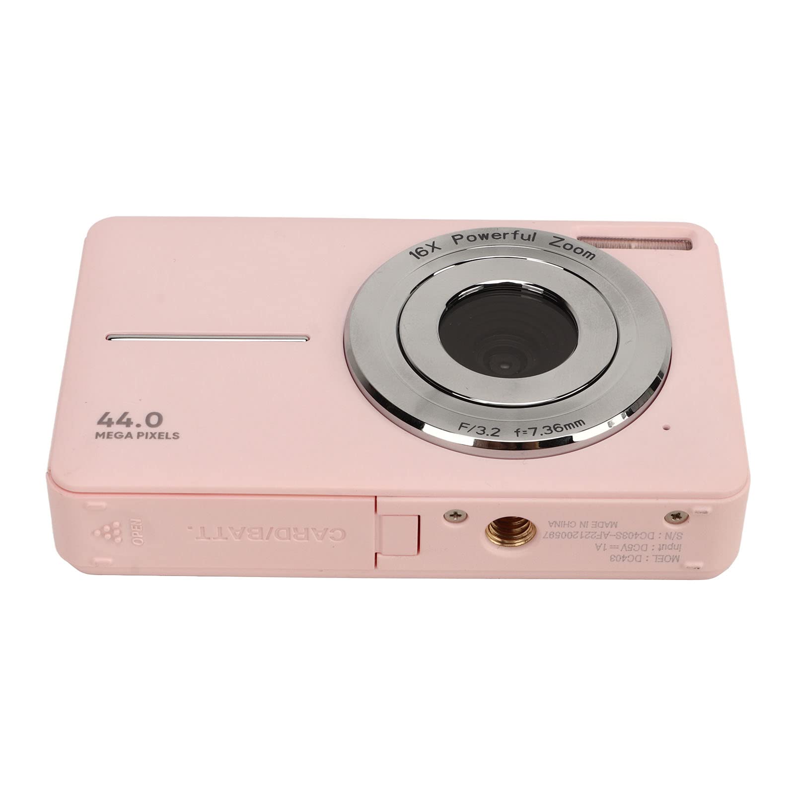 Pocket Digital Camera, 44MP 16X Zoom Autofocus Camera, Compact Portable Camera, 2.4 Inch IPS Display, Manually Focus for Travel, Wedding Ceremonies (Pink)