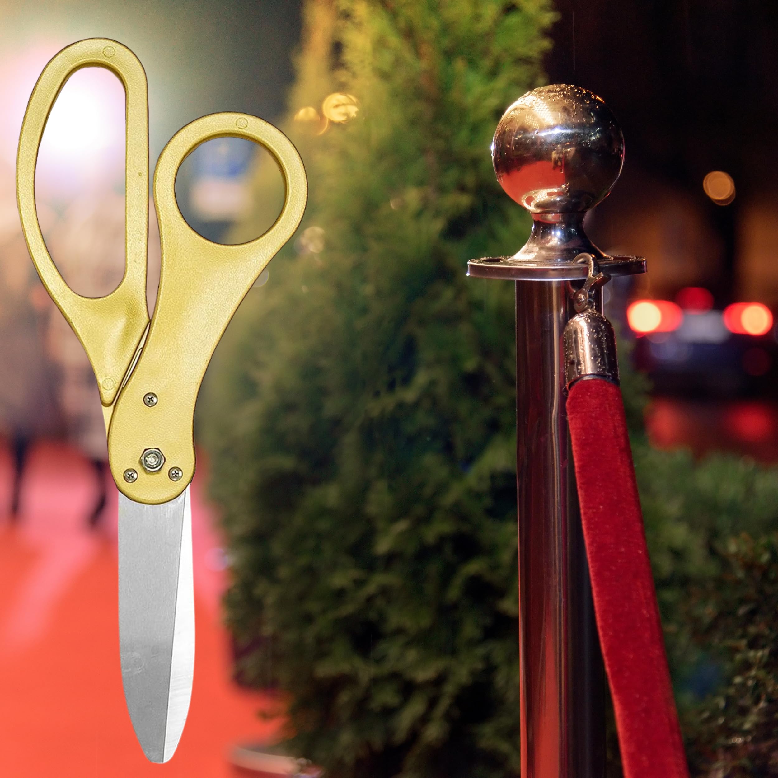 Gold Ribbon Cutting Ceremony Kit – 20 Inch Gold Giant Scissors Giants Ribbon Cutting Scissors with Red Ribbon Grand Opening Ribbon and Scissors for Special Events Inaugurations and Ceremonies