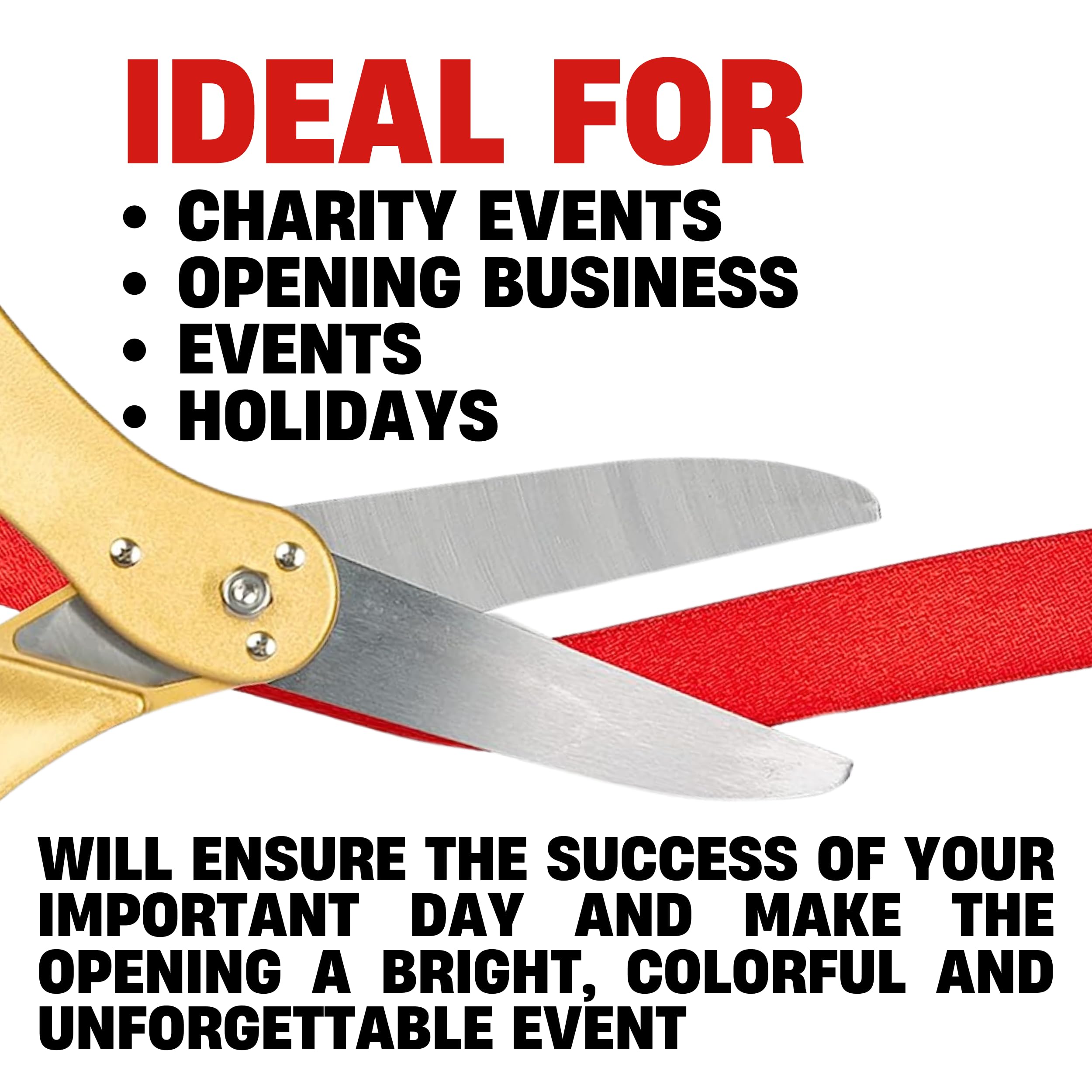 Gold Ribbon Cutting Ceremony Kit – 20 Inch Gold Giant Scissors Giants Ribbon Cutting Scissors with Red Ribbon Grand Opening Ribbon and Scissors for Special Events Inaugurations and Ceremonies