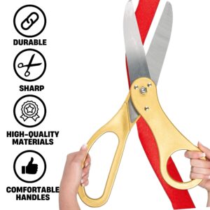 Gold Ribbon Cutting Ceremony Kit – 20 Inch Gold Giant Scissors Giants Ribbon Cutting Scissors with Red Ribbon Grand Opening Ribbon and Scissors for Special Events Inaugurations and Ceremonies