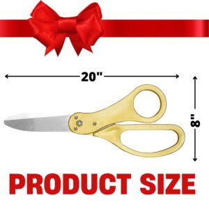 Gold Ribbon Cutting Ceremony Kit – 20 Inch Gold Giant Scissors Giants Ribbon Cutting Scissors with Red Ribbon Grand Opening Ribbon and Scissors for Special Events Inaugurations and Ceremonies