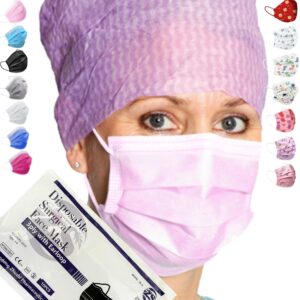 100PCS(2-Box) Cute Pink Disposable Earloop Face Masks for Adults,3-Ply Fabric (2-Layer Non-Woven,1-Layer Melt-Blown)w. Nose Clip,Anti-Dust,Water Proof,Single General Use (Other Color-Style Available).