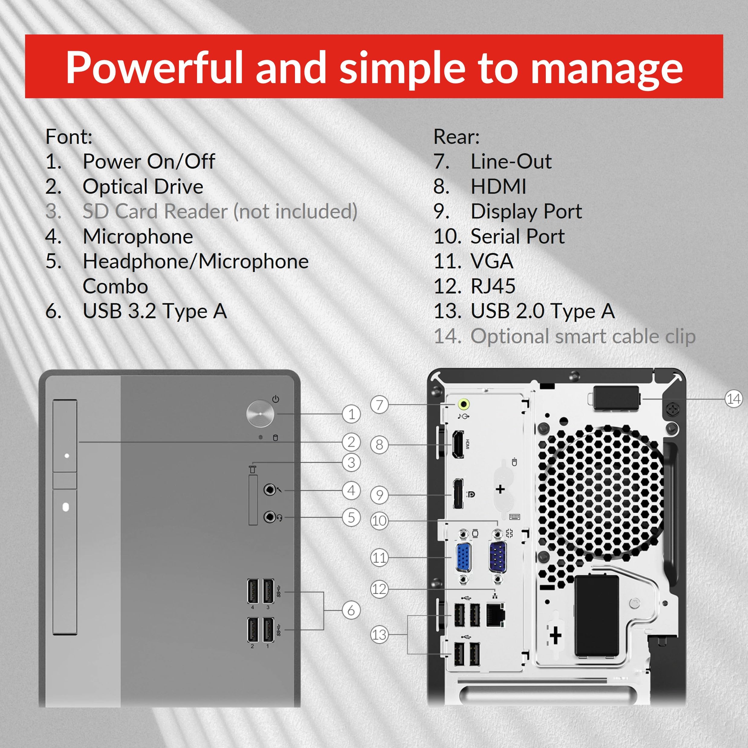 Lenovo V50t Gen 2 Business Tower Desktop, Intel Core i5-10400, 32GB RAM DDR4, 1TB PCIe M.2 SSD, DVD-RW, HDMI, RJ-45, Display Port, No Wi-Fi, Windows 11 Pro, Black