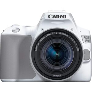 canon eos 250d (rebel sl3) dslr camera w/ 18-55mm is stm lens (international version) no warranty (white)