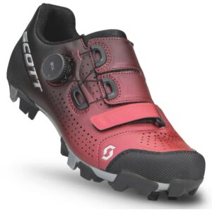 scott women's mtb team boa shoe (black fade/metallic red, 39)