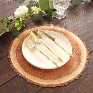 Efavormart 6 Pack | 13" Rustic Natural Wood Slice Design Disposable Serving Trays, Round Farmhouse Paper Charger Plates