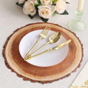 Efavormart 6 Pack | 13" Rustic Natural Wood Slice Design Disposable Serving Trays, Round Farmhouse Paper Charger Plates