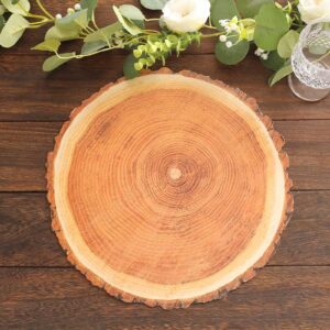 Efavormart 6 Pack | 13" Rustic Natural Wood Slice Design Disposable Serving Trays, Round Farmhouse Paper Charger Plates