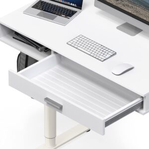 SHW Claire 40-Inch Height Adjustable Electric Standing Desk with Drawer, White