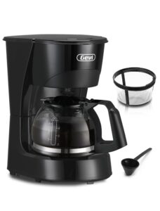 gevi 4 cups small coffee maker, compact coffee machine with reusable filter, warming plate and coffee pot for home and office