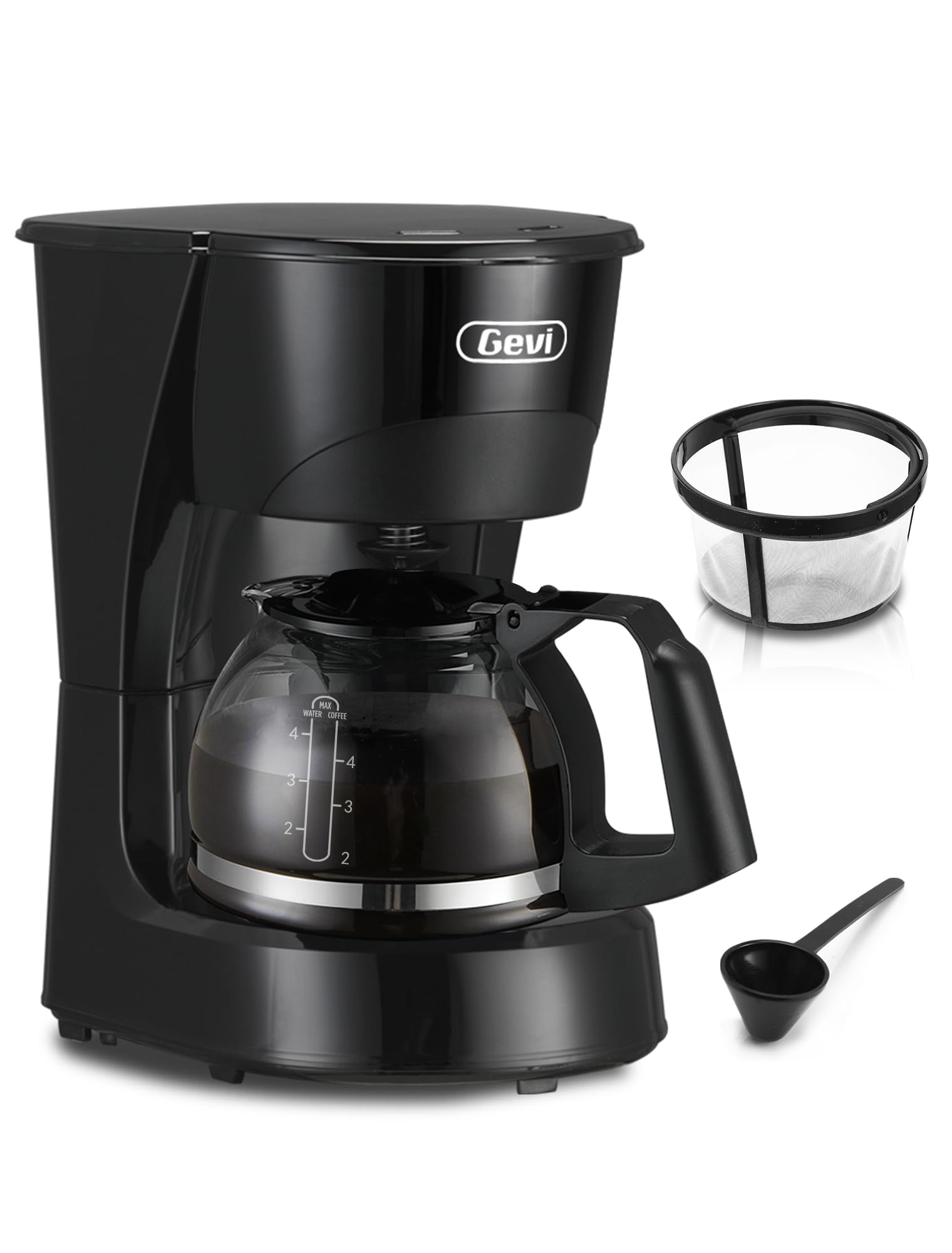 Gevi 4 Cups Small Coffee Maker, Compact Coffee Machine with Reusable Filter, Warming Plate and Coffee Pot for Home and Office