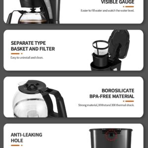 Gevi 4 Cups Small Coffee Maker, Compact Coffee Machine with Reusable Filter, Warming Plate and Coffee Pot for Home and Office