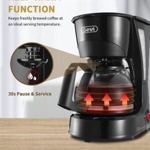 Gevi 4 Cups Small Coffee Maker, Compact Coffee Machine with Reusable Filter, Warming Plate and Coffee Pot for Home and Office