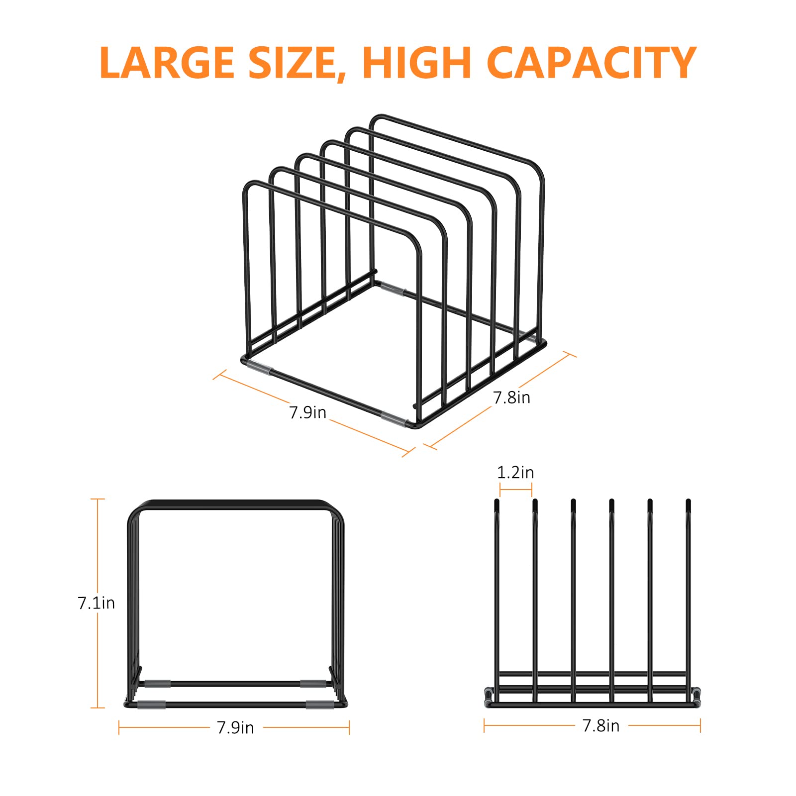 KORRTFID Kitchen Cabinet Organizer, Steel Cookware Holder, Divided Holder with 5 Slots for Skillets Baking Tray and Chopping Board Rack - Baking Pan Holder Storage (1 PC)