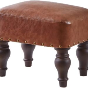 PU Leather Upholstered Rectangular Footstool with Solid Wood Legs, High Resilience Foam, Strong Load Capacity, Living Room, Bedroom, Rest Seat, Sofa, Dining Room high Capacity