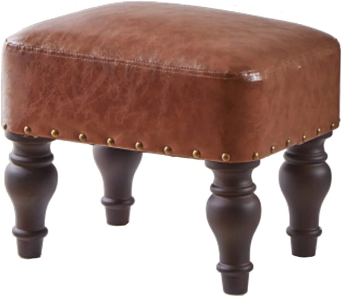 PU Leather Upholstered Rectangular Footstool with Solid Wood Legs, High Resilience Foam, Strong Load Capacity, Living Room, Bedroom, Rest Seat, Sofa, Dining Room high Capacity