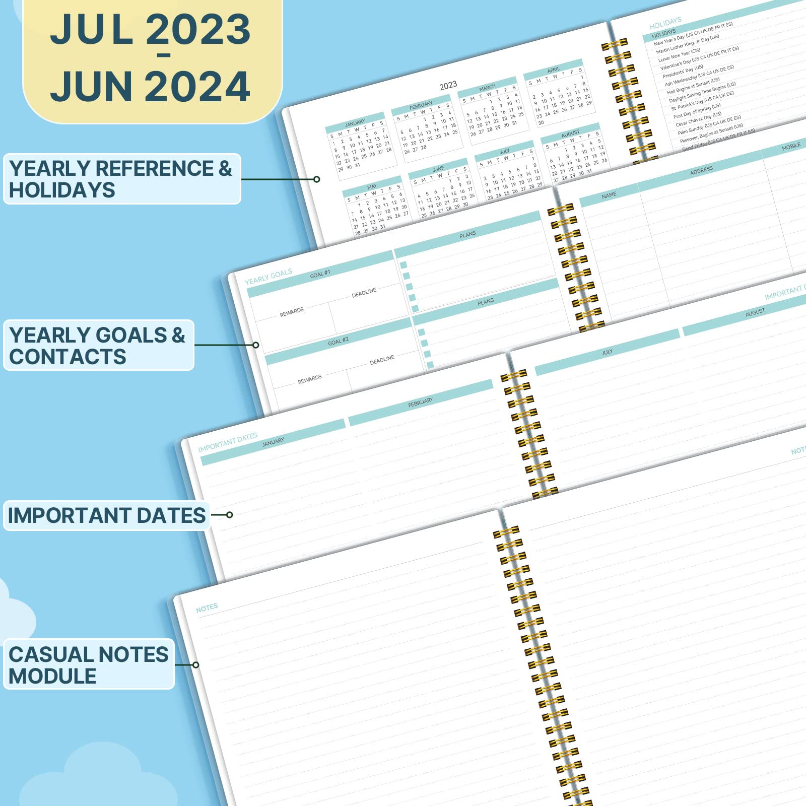 Appointment Book 2023-2024, Weekly Appointment Book,Jul 2023,Jun 2024 with Monthly Tabs, Daily Hourly Planner 2023-2024, 15-Minute Interval, Pocket, 8.5"x11"