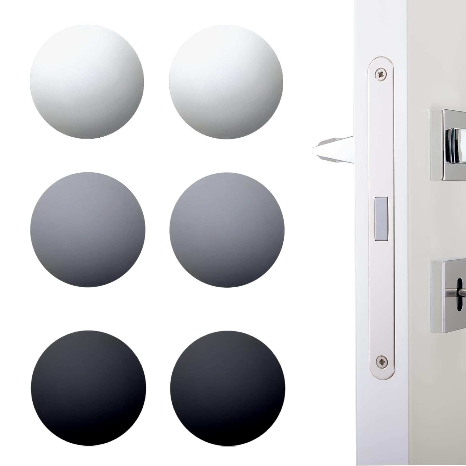 Door Knob Wall Protector 6pcs, Door Stopper Wall Protector with Strong Self Adhesive, Soft Silencer Door Bumpers for Home and Office