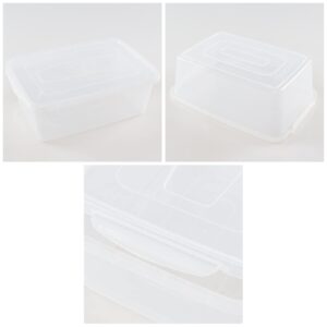 Ggbin 3 Pack Plastic Storage Box with Lid, Clear Oraganzing Bin, Mixed Size, F