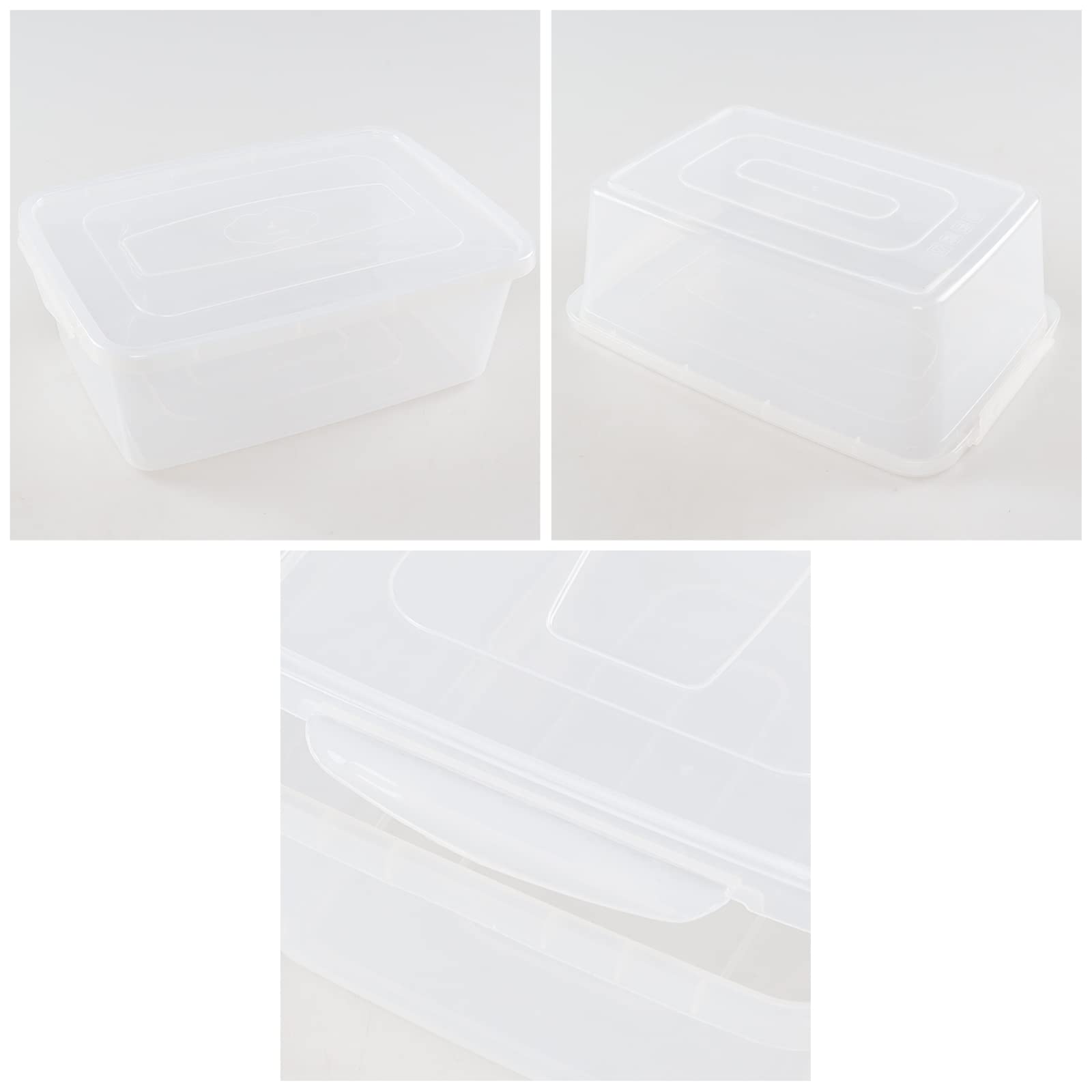 Ggbin 3 Pack Plastic Storage Box with Lid, Clear Oraganzing Bin, Mixed Size, F