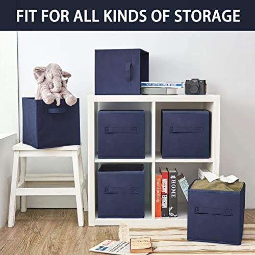 EBIGIC Small Storage Bins,Collapsible Fabric Storage Organizer 9.0"x7.5"x7.5" 6 Pack,Mini Storage Box,fit for closet, living room, bookshelf, Kids clothes and toys storage and organization Blue…