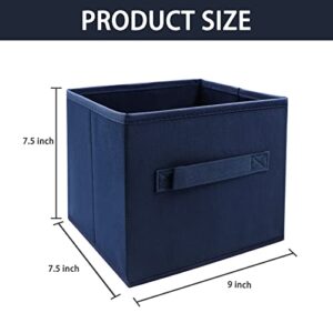 EBIGIC Small Storage Bins,Collapsible Fabric Storage Organizer 9.0"x7.5"x7.5" 6 Pack,Mini Storage Box,fit for closet, living room, bookshelf, Kids clothes and toys storage and organization Blue…