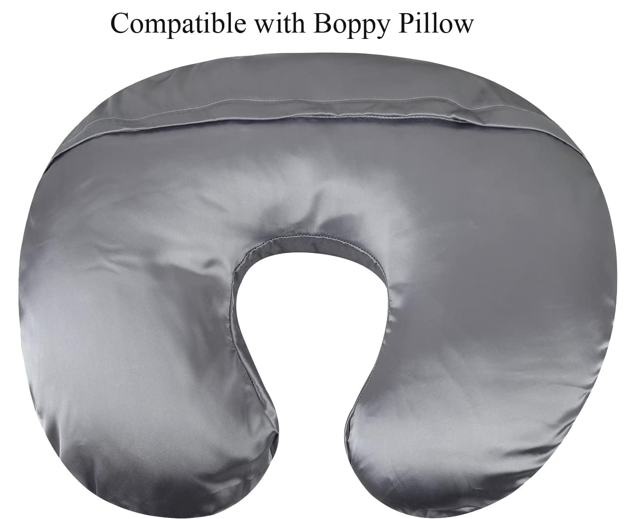 Satin Nursing Pillow Cover Set 2 Pack Ultra Soft Silk Compatible with Boppy Pillow for Breastfeeding Pillow Protect for Baby Hair and Skin Grey & Navy