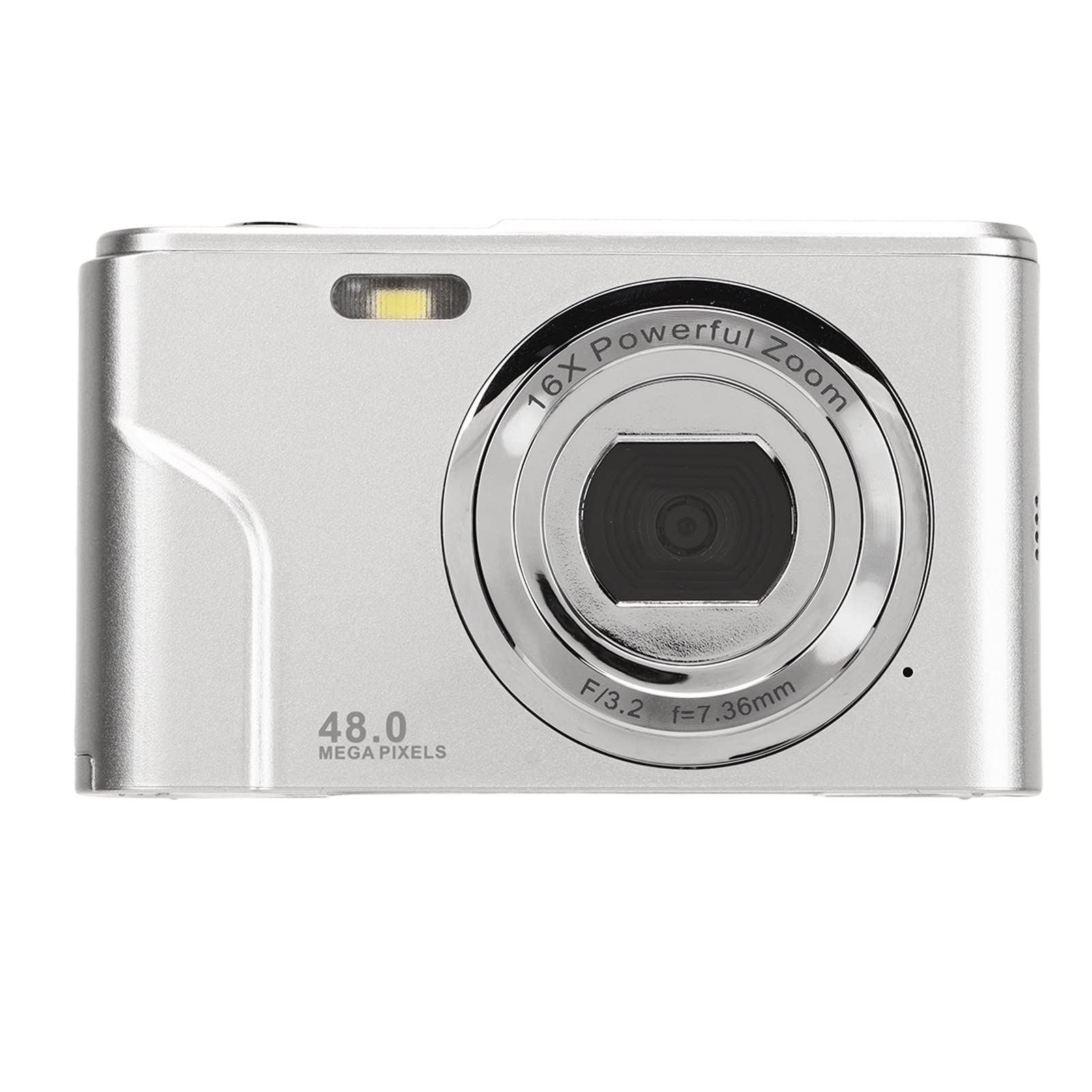 Portable Digital Camera, 48MP 16X Digital Zoom Camera, 2.4in IPS Display Pocket Camera, Auto Focus and Light Sensitivity, Anti Shaking, Auto Beauty (Space Silver)