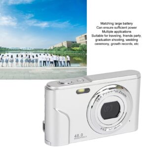 Portable Digital Camera, 48MP 16X Digital Zoom Camera, 2.4in IPS Display Pocket Camera, Auto Focus and Light Sensitivity, Anti Shaking, Auto Beauty (Space Silver)