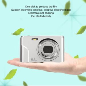 Portable Digital Camera, 48MP 16X Digital Zoom Camera, 2.4in IPS Display Pocket Camera, Auto Focus and Light Sensitivity, Anti Shaking, Auto Beauty (Space Silver)