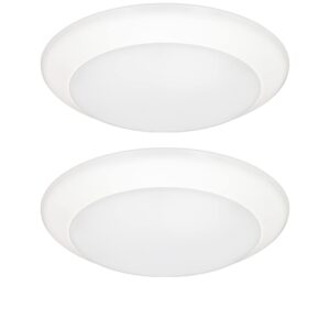 american lighting quick disc 6 in. white round 120v, 3000k, 15w, 950lm downlighting, easy to install, dimmable, led for residencial, and commercial use (2 pack)