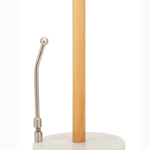 Marble and Wood Paper Towel Holder with Stainless Steel Arm