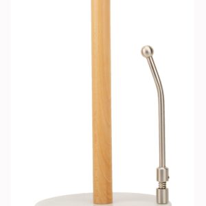 Marble and Wood Paper Towel Holder with Stainless Steel Arm