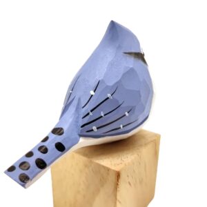 TALKLEK Hand Carved Wooden Bird Figurines, Creative Small Bird Statue for Home Decor, Bird Gifts for Bird Lovers (Blue Jay)